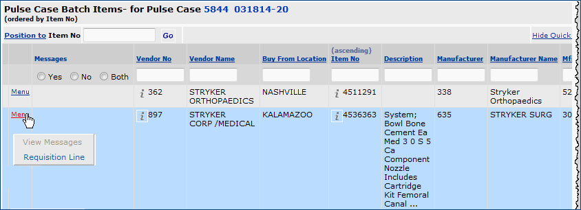Create Requisitions for Pulse Cases