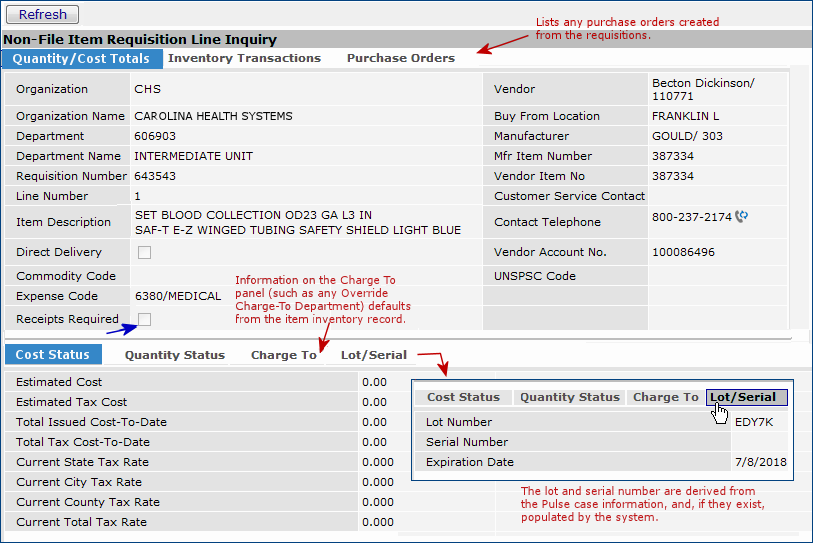 Create Requisitions for Pulse Cases